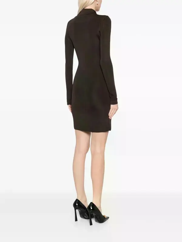 TOM FORD Ribbed Knit Polo Mini Dress - Brown