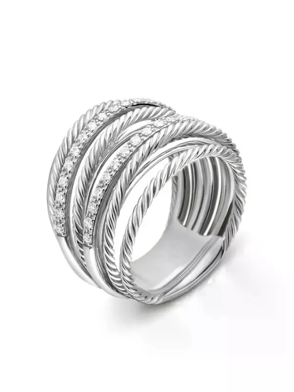 David Yurman Sterling Pavé Diamond Crossover Ring