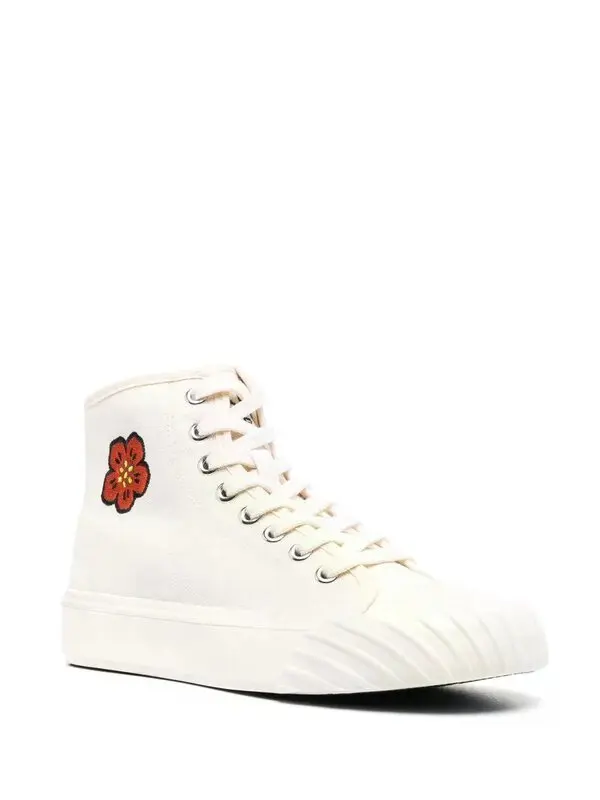 Kenzo Embroidered Logo High-top Sneakers - Neutrals