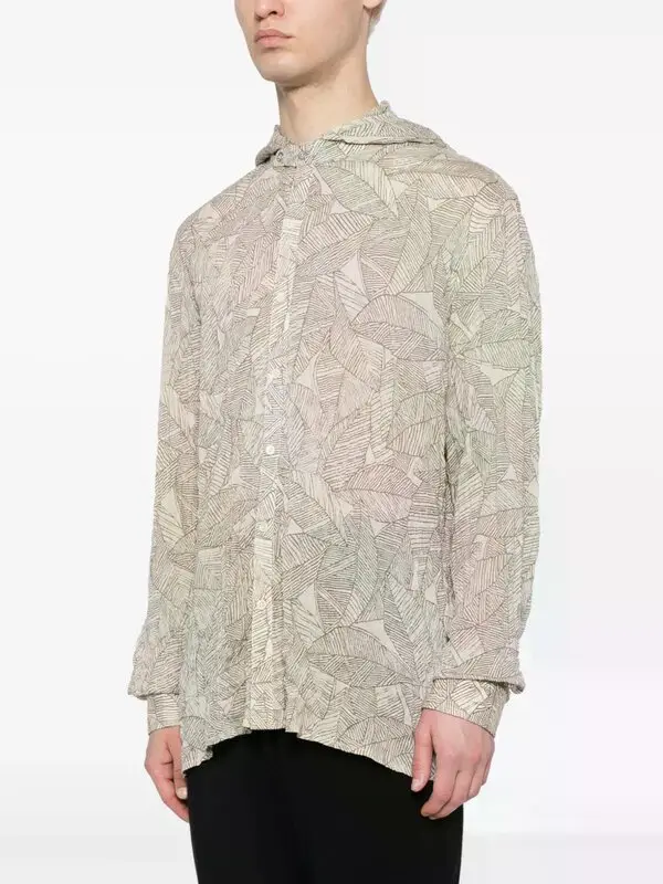 MOSTLY HEARD RARELY SEEN Leaf-print Hooded Shirt