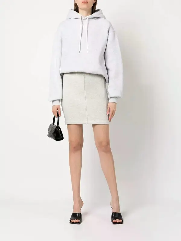 Alexander Wang Rubberised Logo Cotton Hoodie - Grey