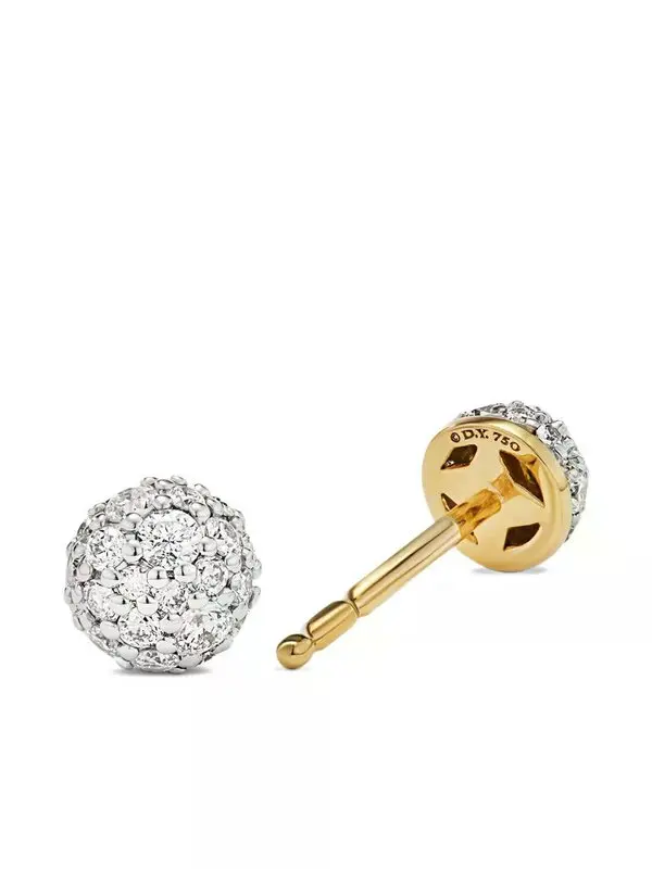 David Yurman 18kt Yellow Gold Petite Pavé Diamond Stud Earrings
