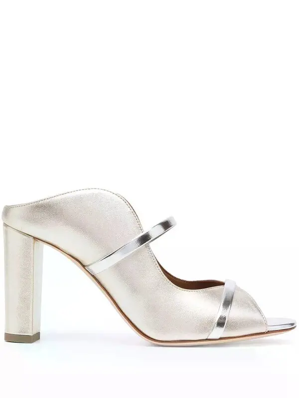 MALONE SOULIERS Tone Calf Leather Slip-on Peep-toe Sandals - Silver