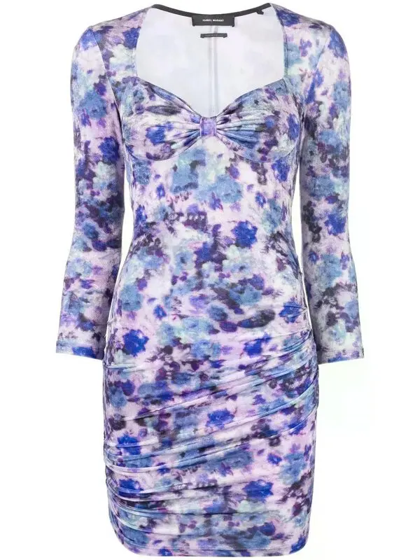 Isabel Marant Étoile Floral-print Ruched Minidress - Purple