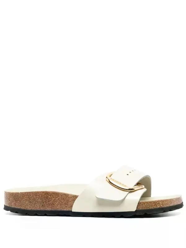BIRKENSTOCK Arizona Big Buckle Leather Slides - Neutrals