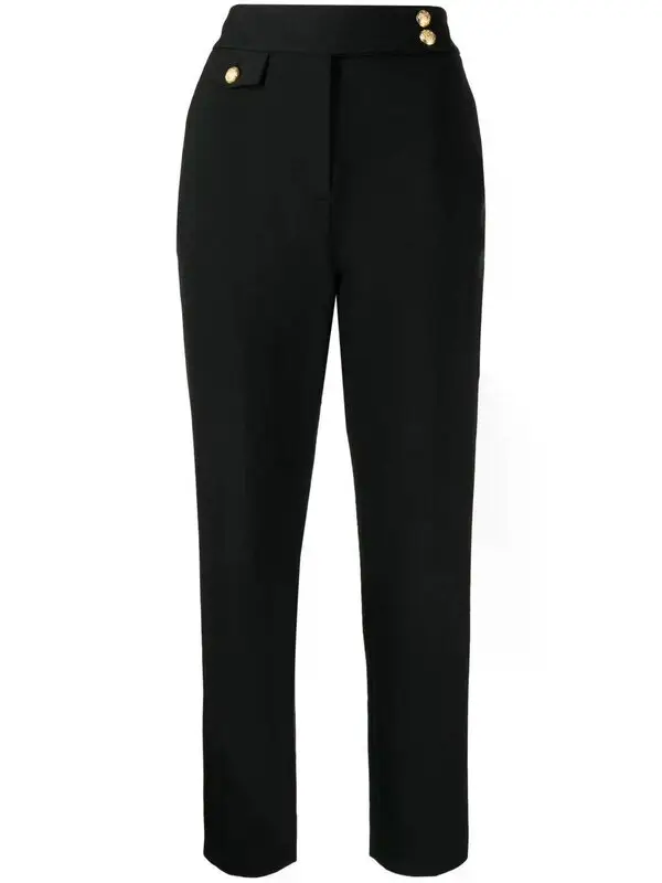 Veronica Beard Renzo Slim-fit Cropped Trousers With Gold-tone Button Detail