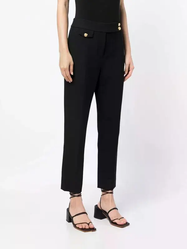 Veronica Beard Renzo Slim-fit Cropped Trousers With Gold-tone Button Detail