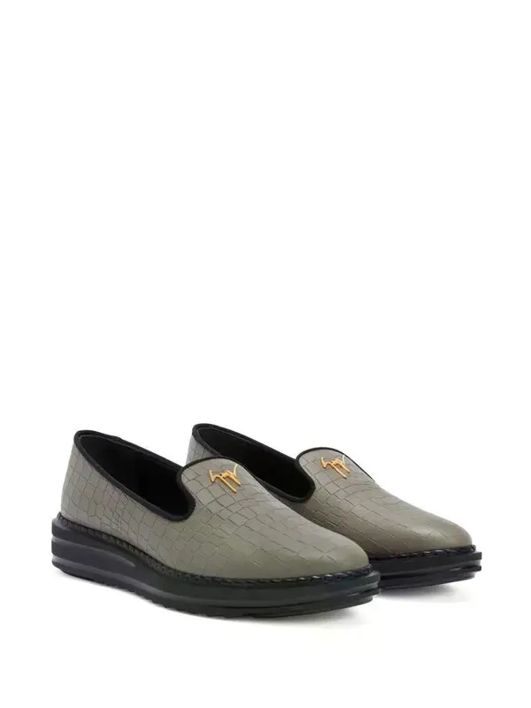 GIUSEPPE ZANOTTI Tim Logo-lettering Loafers - Grey