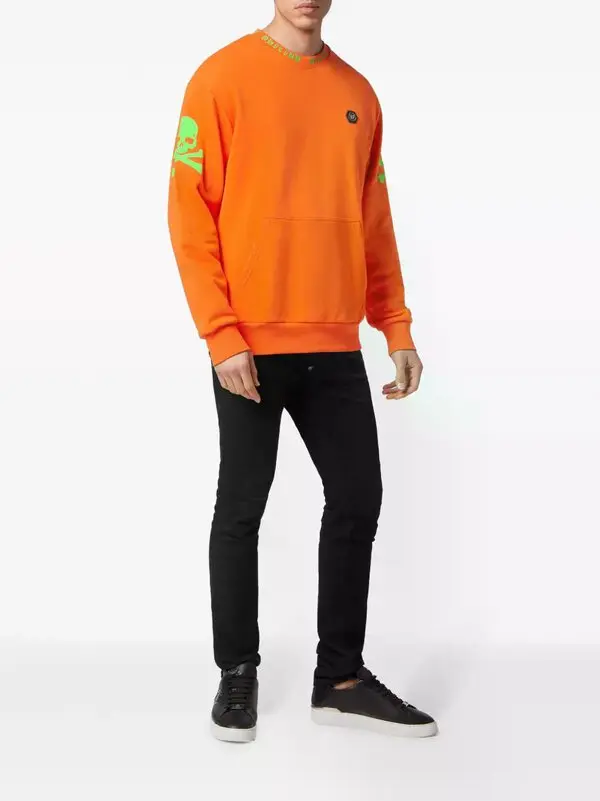 Philipp Plein Graphic Print Cotton Sweatshirt - Orange