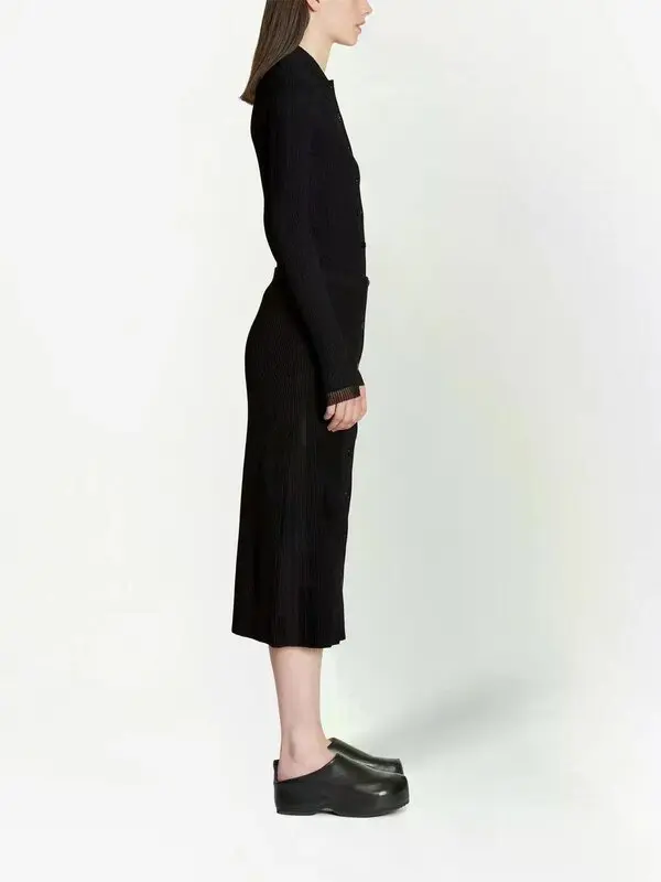 Proenza Schouler White Label Ribbed Knit Button-front Midi Skirt - Black