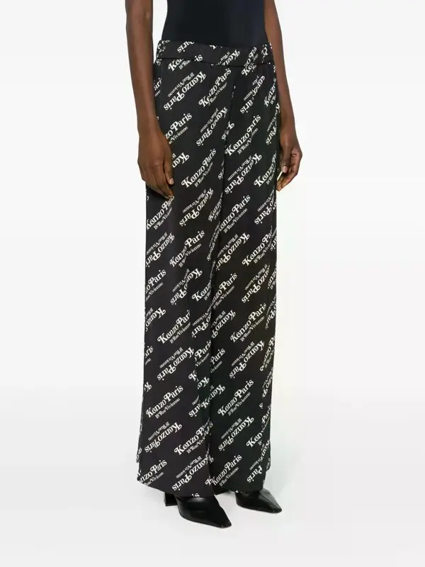 Kenzo Logo Print Wide Leg Trousers