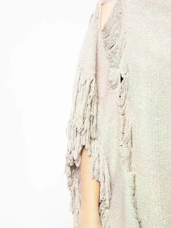 Voz Pima Cotton Fringe Poncho Jumper
