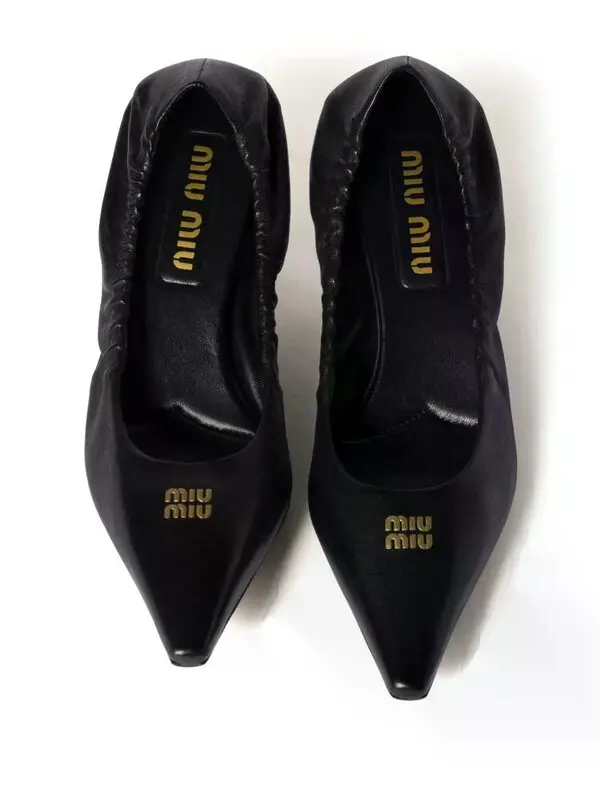 Miu Miu Leather Kitten Heel Pumps - Black