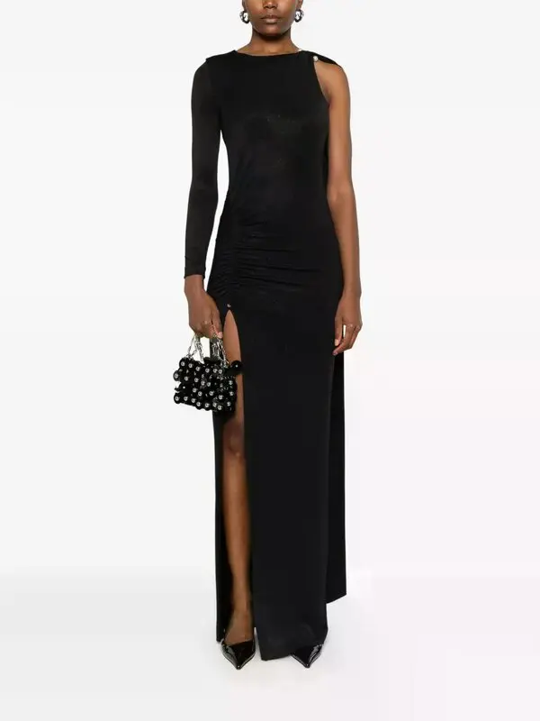 NISSA Glittered Backless Maxi Dress With Cut-out Detailing