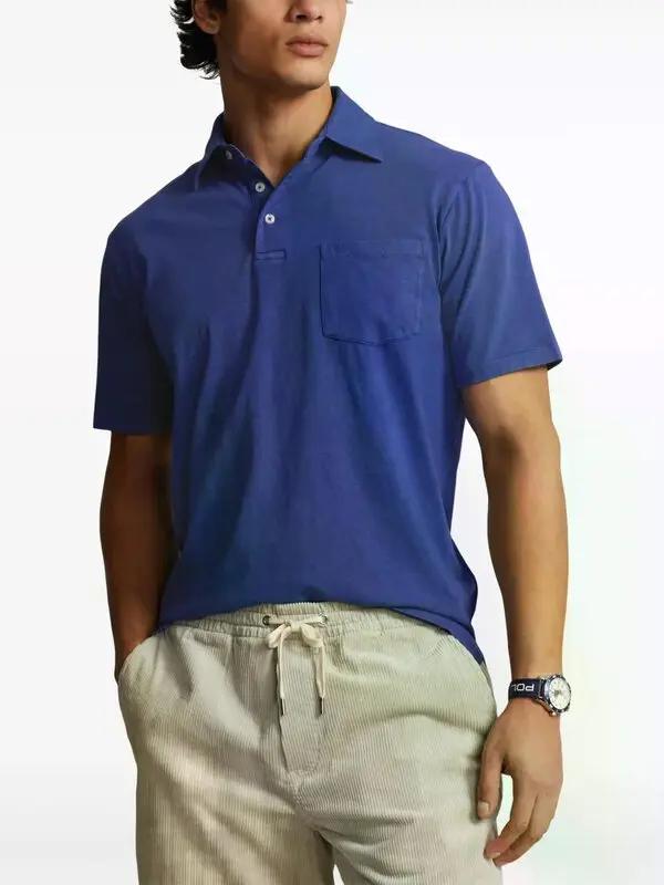 Polo Ralph Lauren Cotton-linen Blend Polo Shirt With Signature Pony - Blue