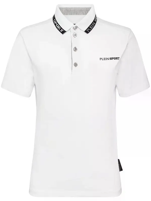 PLEIN SPORT Logo-print Cotton Polo Shirt - White