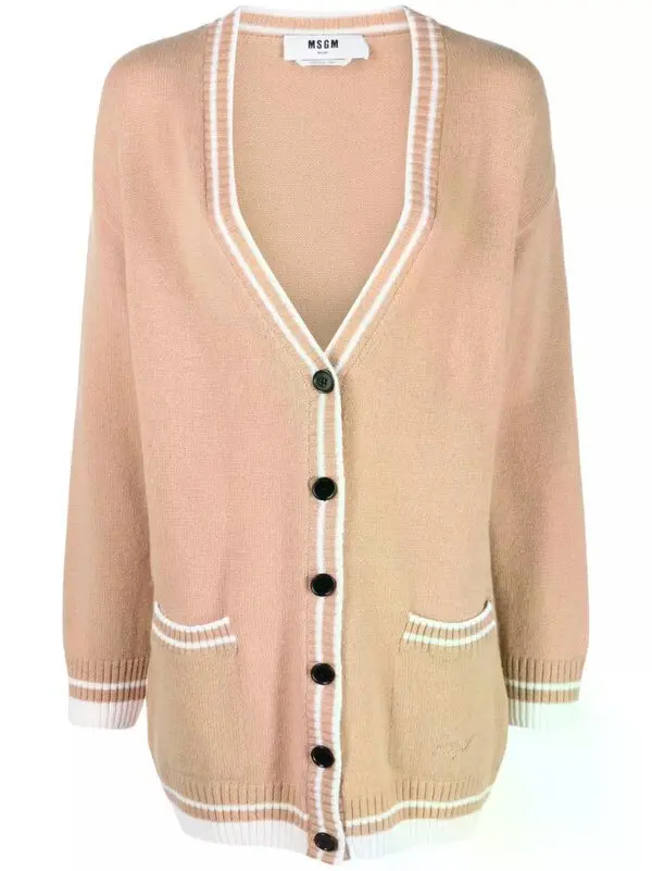 MSGM Contrasting Trim Knit Cardigan