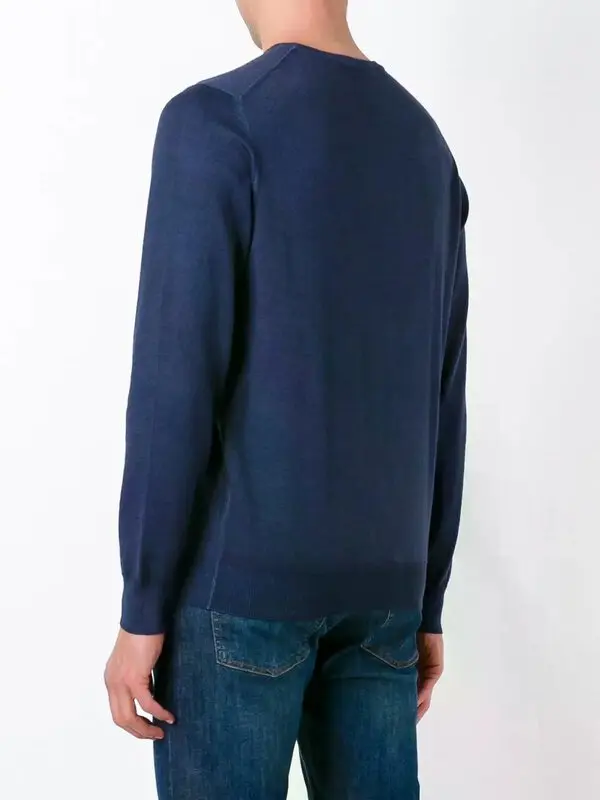 D4.0 Virgin Wool Crew Neck Sweater - Blue
