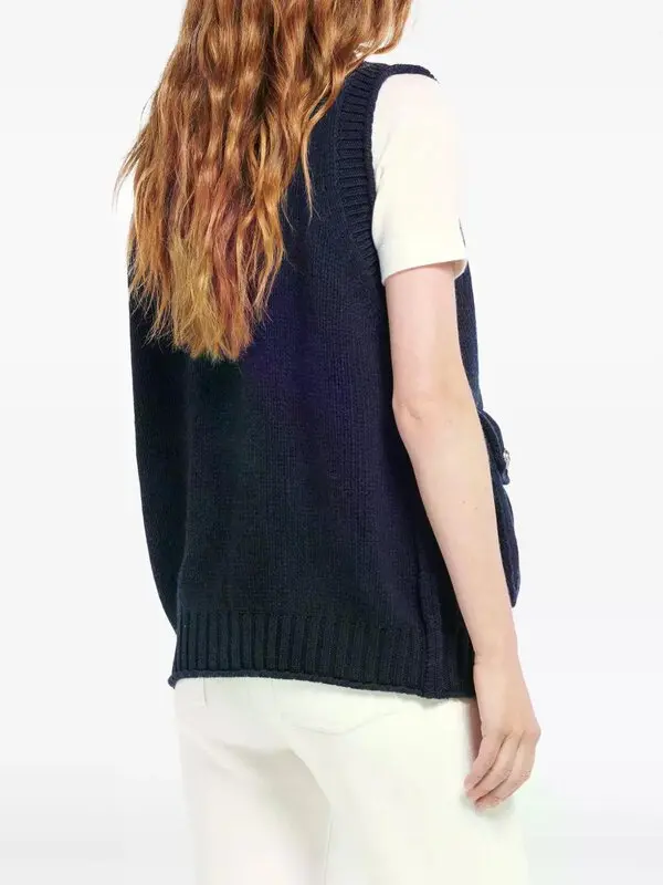 BARRIE Navy Cashmere Chunky Knit Vest - Blue