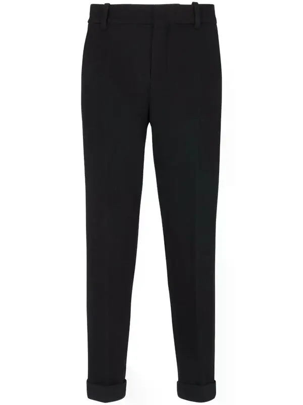 Balmain Tapered Cropped Virgin Wool Trousers - Black