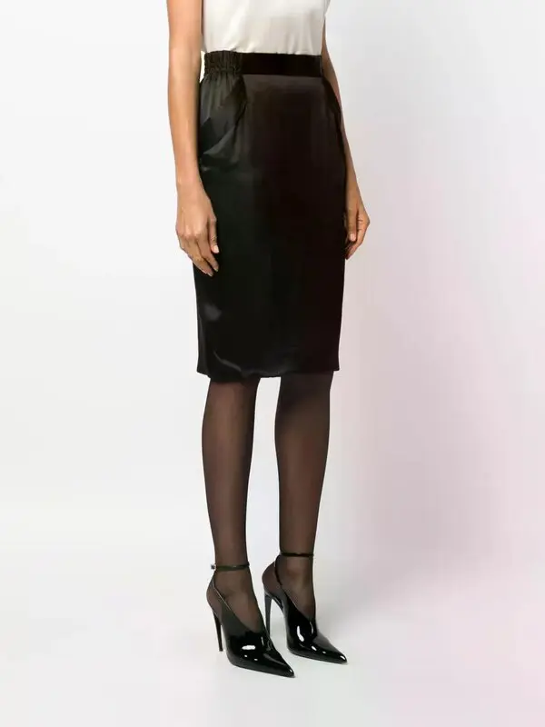 Saint Laurent Silk Satin Pencil Skirt