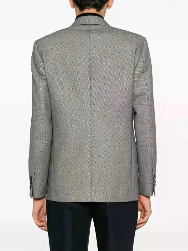 LARDINI Micro-dot Double-breasted Wool Blazer