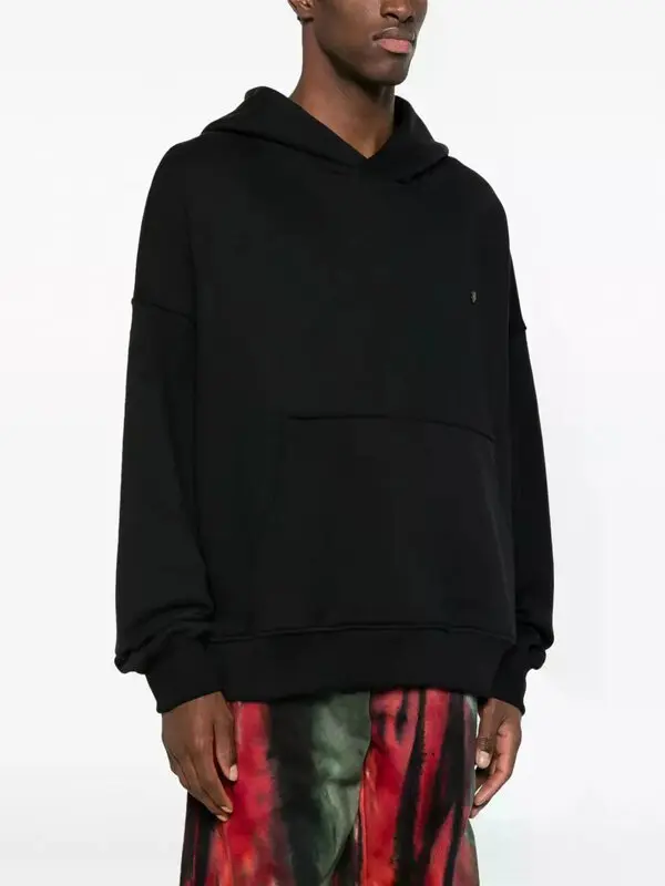 A PAPER KID Embroidered Cotton Hoodie - Black