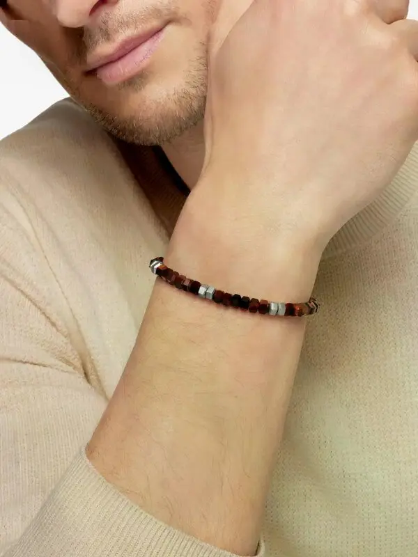 David Yurman Sterling Silver Hex Bead Bracelet - Brown