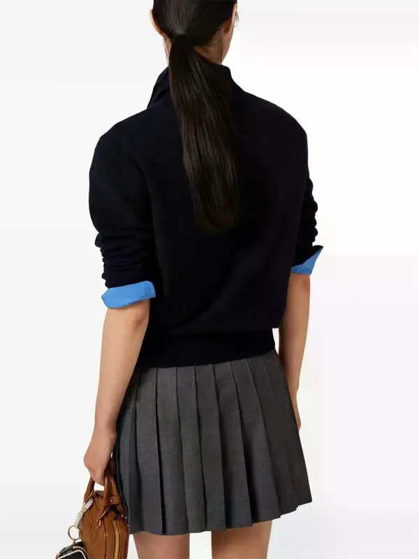 Miu Miu Cashmere Polo Shirt With Intarsia Logo - Blue