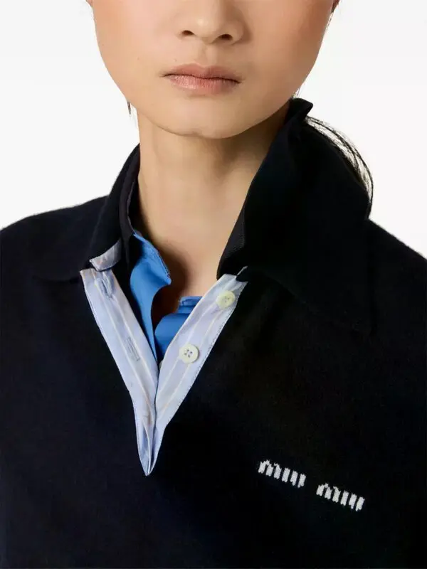 Miu Miu Cashmere Polo Shirt With Intarsia Logo