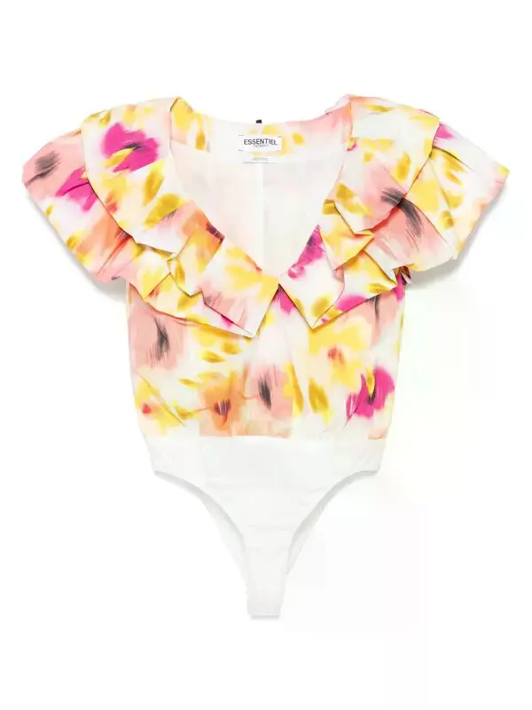 Essentiel Antwerp Printed Ruffle Collar Top