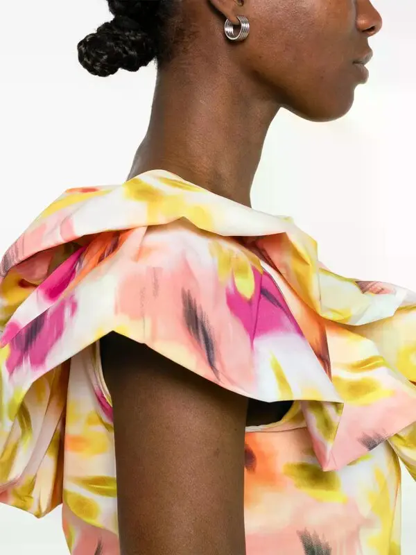 Essentiel Antwerp Printed Ruffle Collar Top