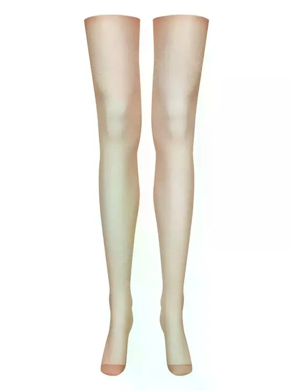 MAISON CLOSE Stretch Tights With Contrasting Trim - Neutrals