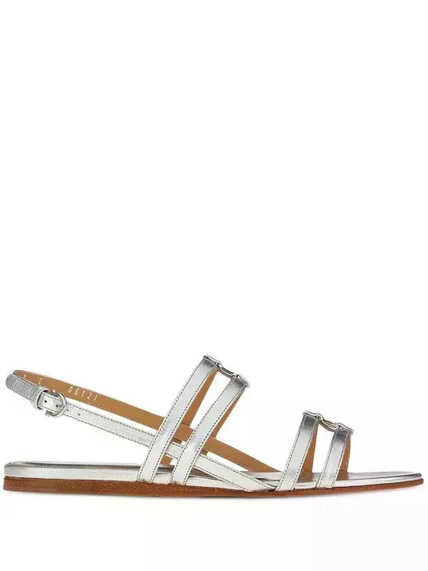FERRAGAMO Vara Leather Multi-way Strap Sandals - Silver