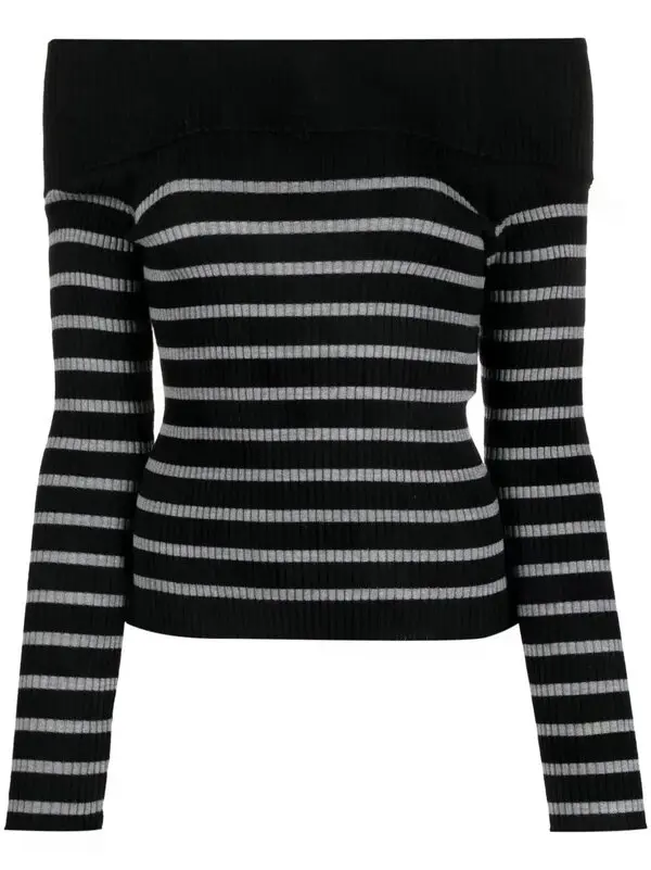 SEMICOUTURE Striped Virgin Wool Jumper - Black