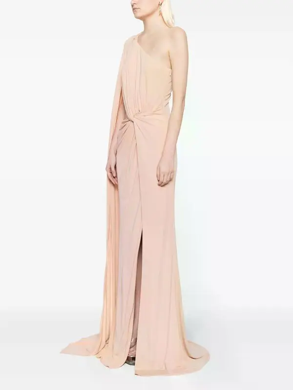 Elie Saab One-shoulder Draped Jersey Gown With Cut-out Detailing - Brown