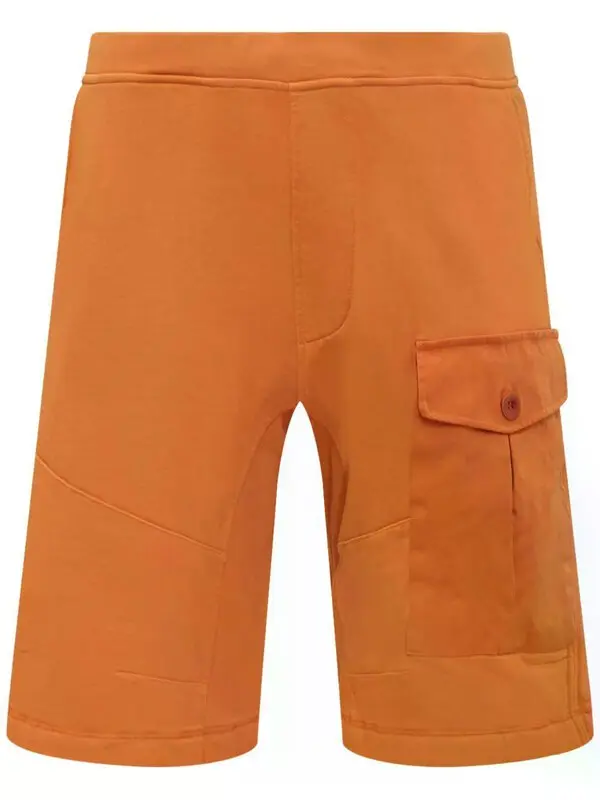 TEN C Garment-dyed Fleece Cargo Shorts - Orange