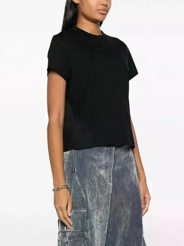 COURREGES Cotton Jersey Crew Neck T-shirt - Black