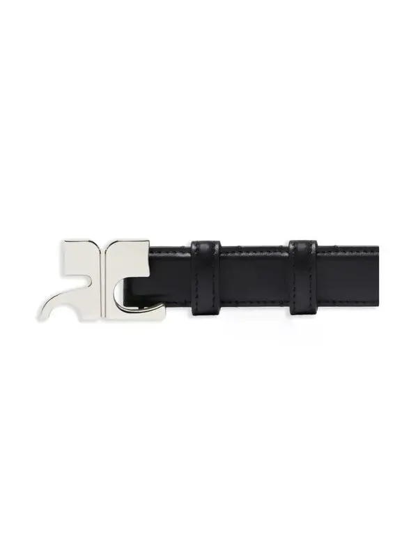 COURREGES Logo Buckle Leather Belt - Black