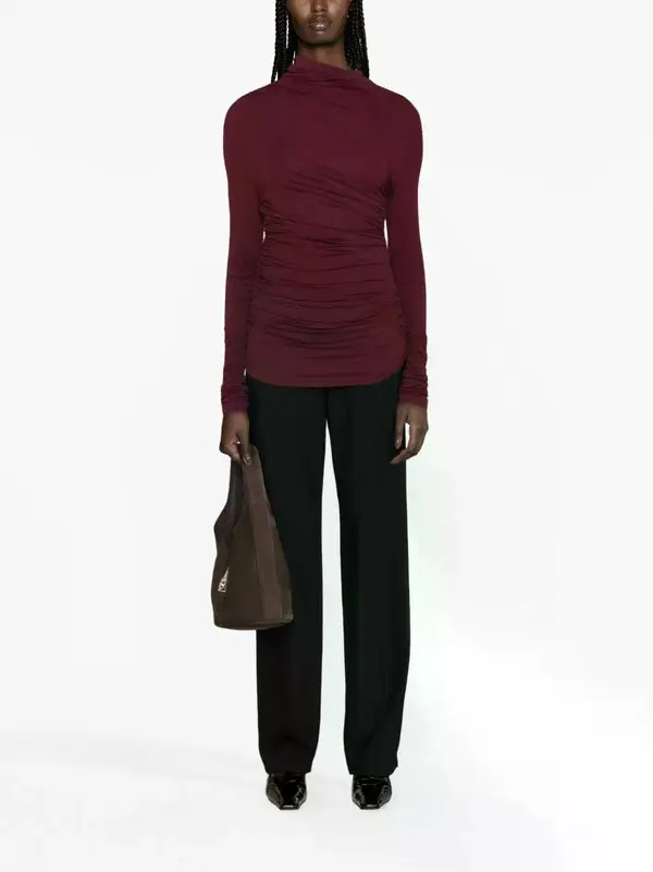 Tove Leomie Asymmetric Ruched High Neck Top