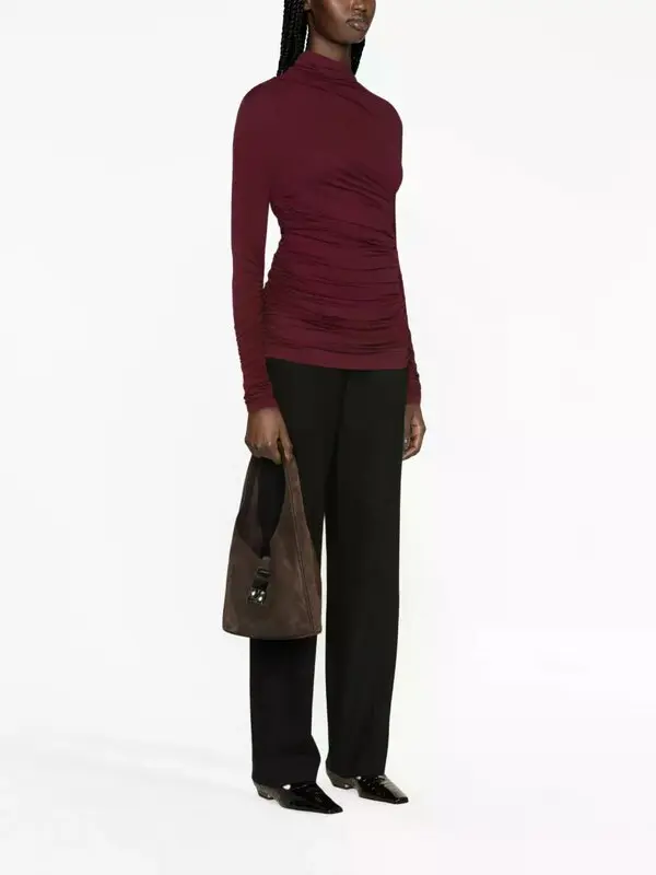 Tove Leomie Asymmetric Ruched High Neck Top