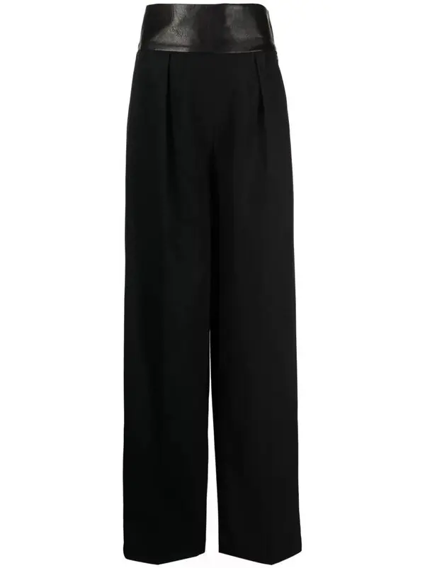 SYSTEM High-waist Pleat-detail Tailored Trousers - Black