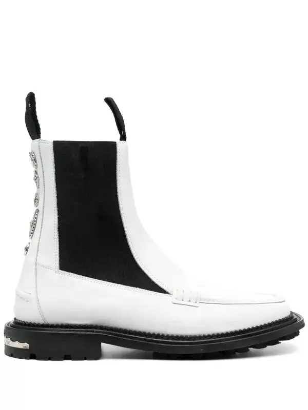 TOGA VIRILIS Charm Detail Ankle Leather Boots - White