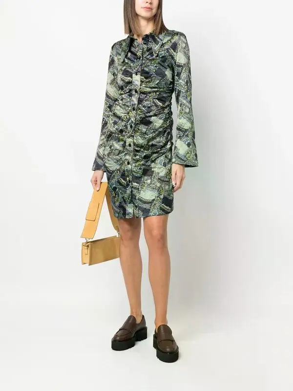 GANNI Paisley Print Button-up Shirt Dress