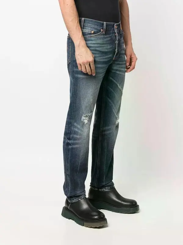 Palm Angels Slim-fit Distressed Straight-leg Jeans