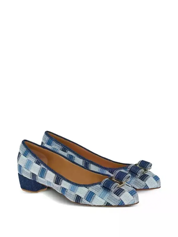 FERRAGAMO Varina Checked Block-heel Pumps