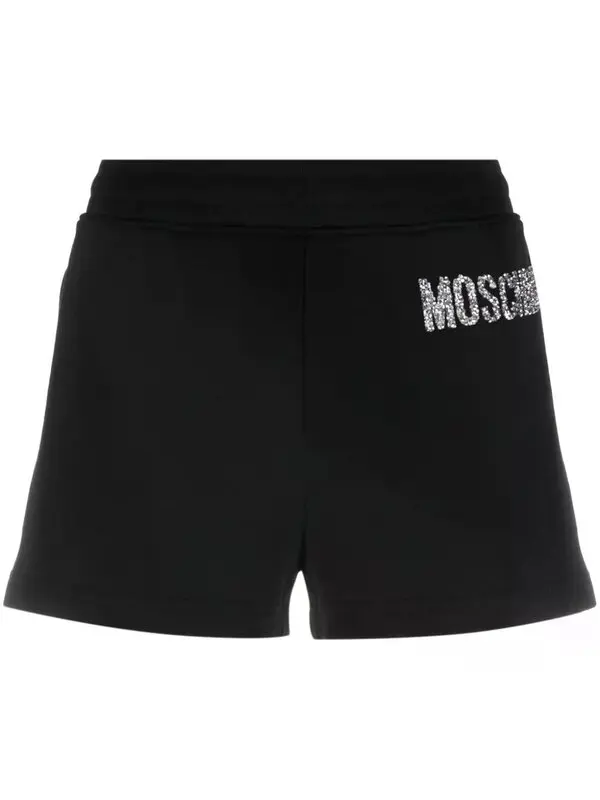 Moschino Embellished Organic Cotton Shorts - Black