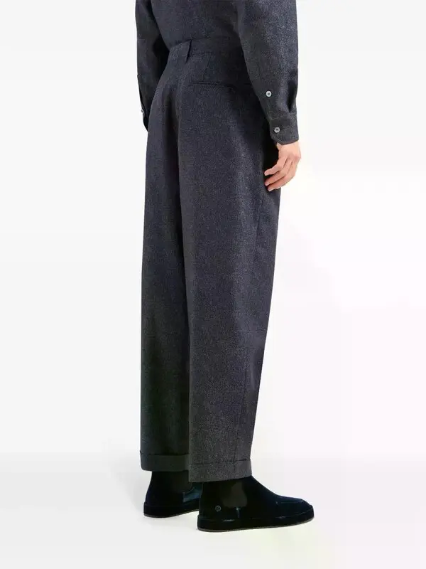 Giorgio Armani Pleated Cropped Tapered Virgin Wool-silk Blend Trousers