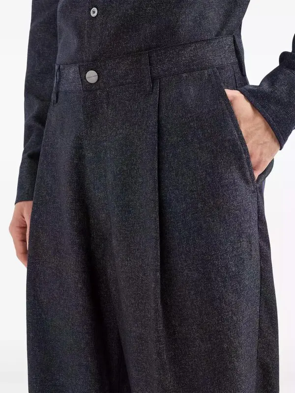 Giorgio Armani Pleated Cropped Tapered Virgin Wool-silk Blend Trousers
