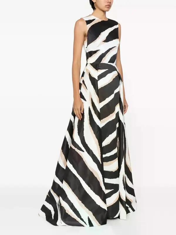 Elie Saab Zebra Print Silk Gown